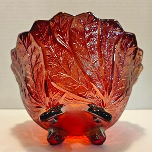 Vintage Impressed Imperial Glass Iridized Sunset Red Carnival Glass ...