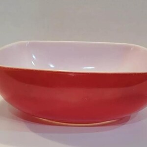 Vintage Pyrex Red Hostess Bowl, MCM, Pyrex Glass Square Bowl, Cottage ...