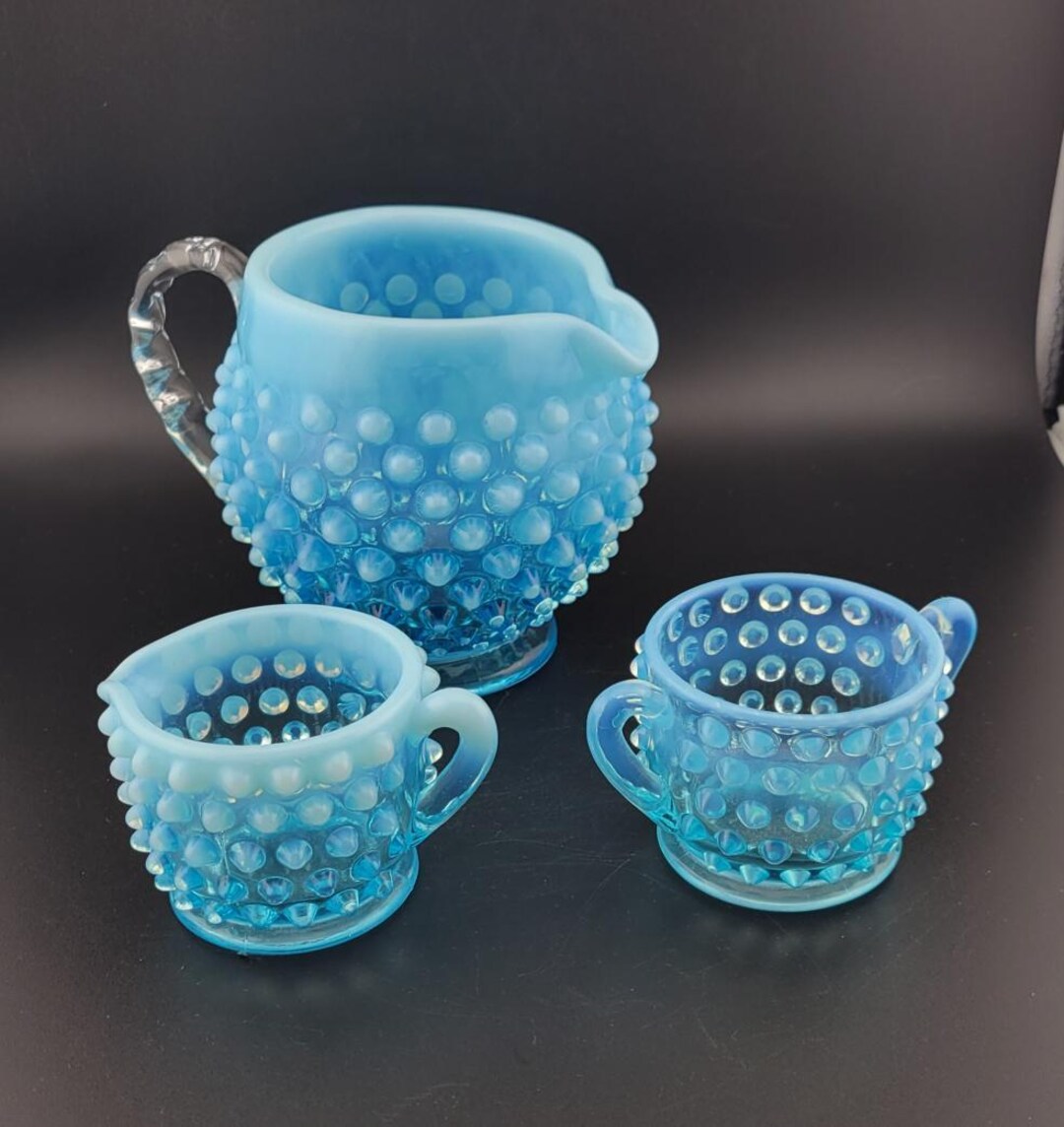Vintage Fenton Hob Nail Glass, Vintage Turquoise Fenton Glass, Vintage ...