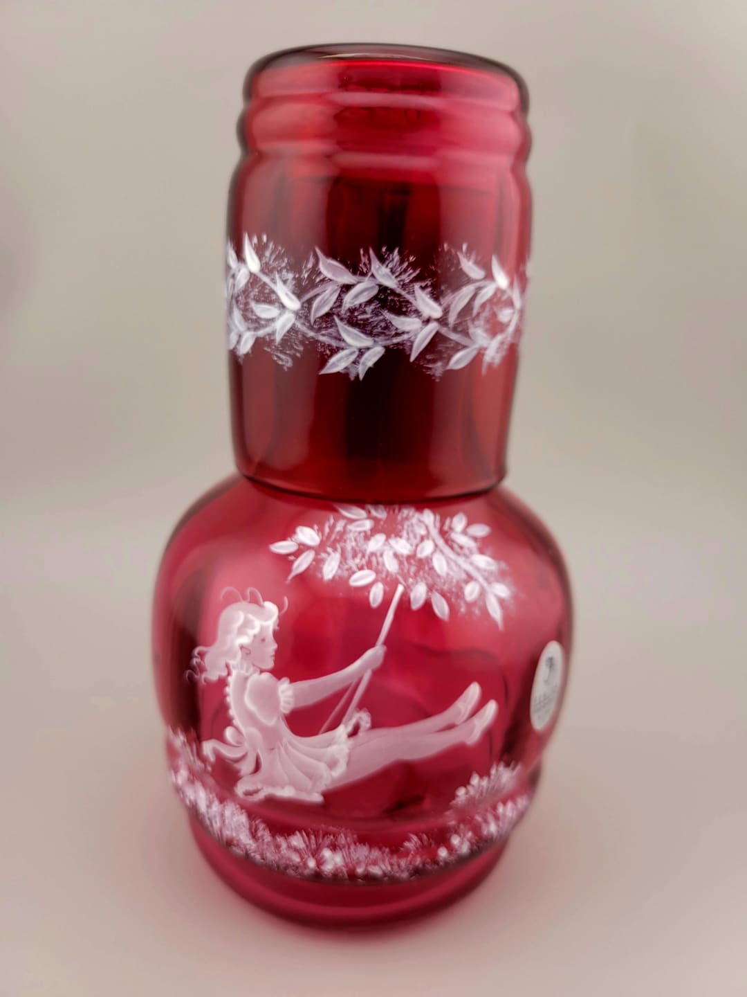 Fenton Art Glass Mary Gregory Collection 2001 Hand Painted Cranberry ...