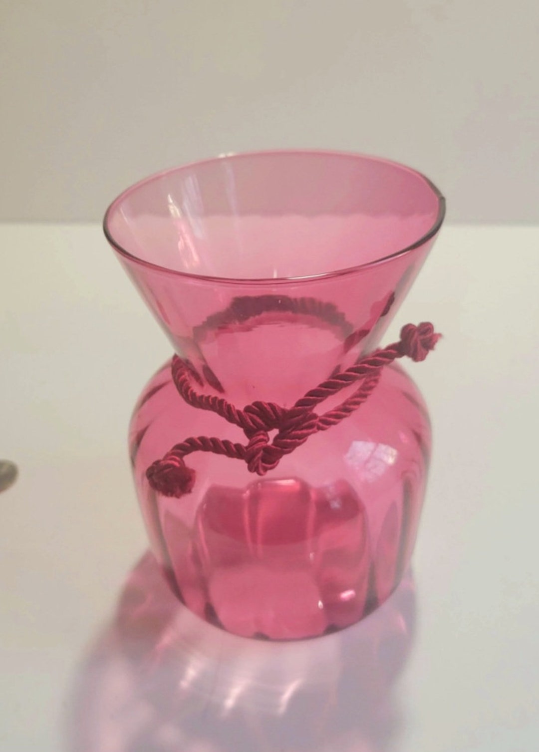 Pilgrim Cranberry Glass Vase Vintage Cranberry Glass Blown Glass Vase