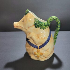 Vintage Italian Majolica Monk Pig Pitcher, Monk Pig Pitcher, Italian ...