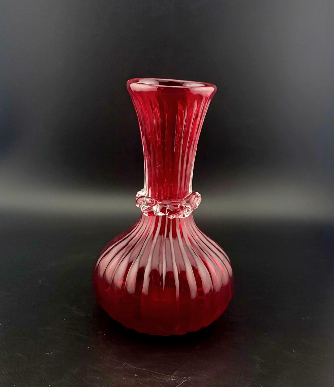 Pilgrim Red Glass Vase, Vintage Red Glass, Blown Glass Vase, Pilgrim ...
