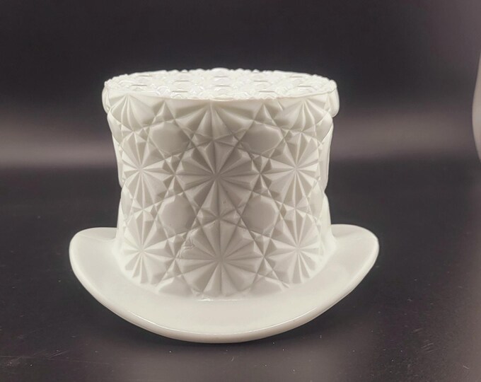 Milk Glass Top Hat, Fenton, Fenton Hat, Vintage Milkglass, Glass Top ...