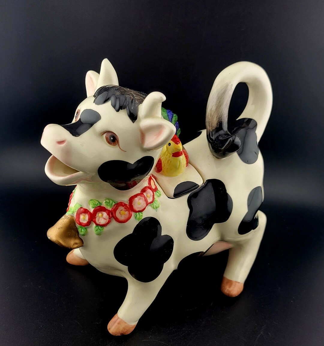 Cow and Rooster Creamer, Vintage Cow Creamer, Cute Cow Creamer, Bull ...