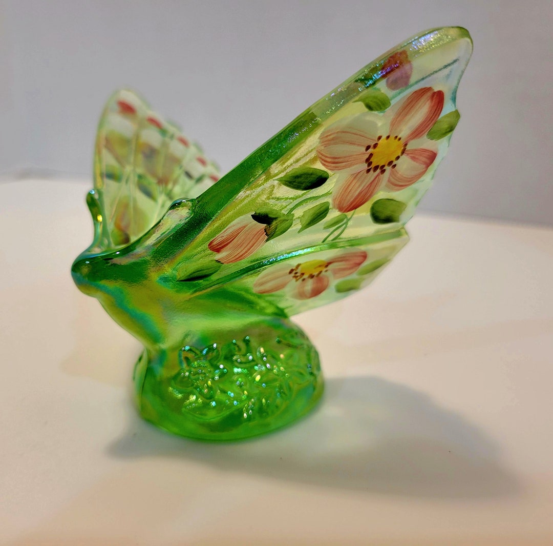 Fenton Hand Painted Glass Butterfly, Fenton Carnival Glass Butterfly ...