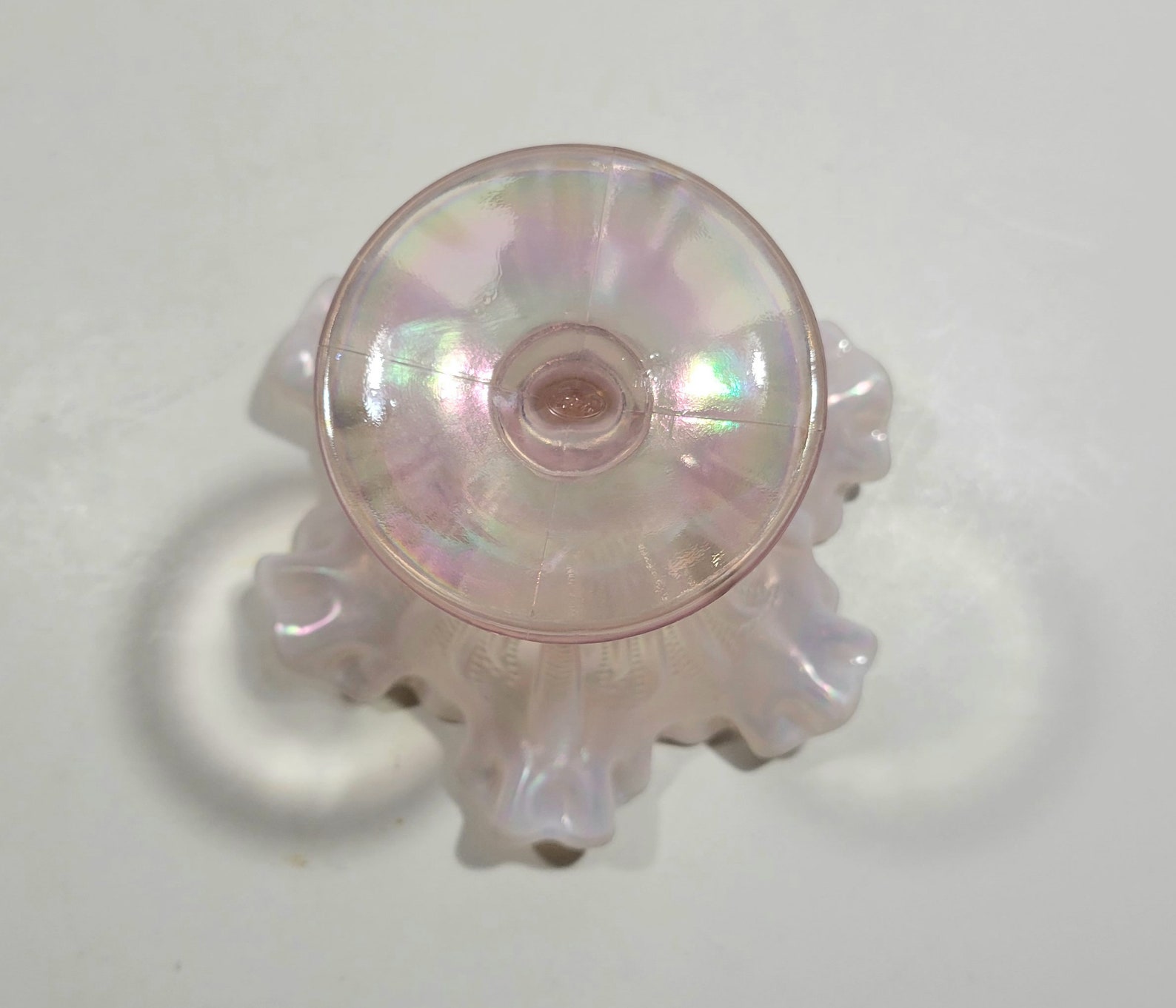 Vintage Fenton Pink Opalescent Compote, Vintage Opalescent Fenton Glass ...