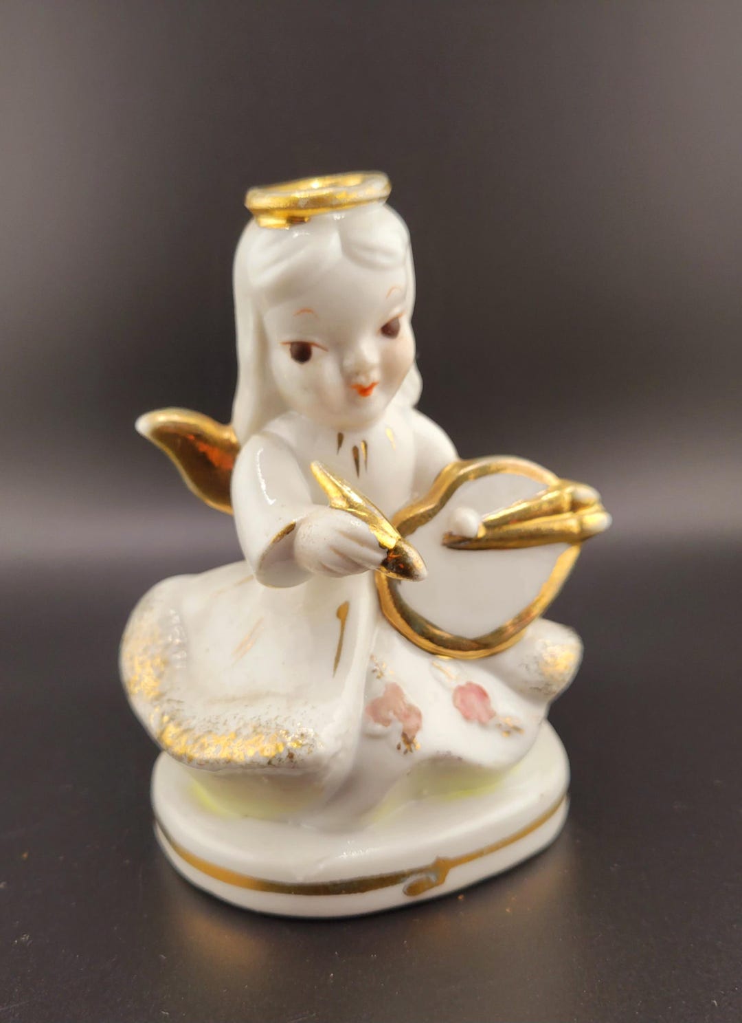 Lefton Birthday Angel Figurine, Vintage Lefton Angel With Gold Wings ...