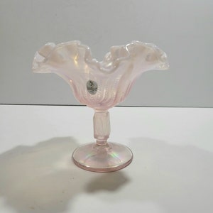 Vintage Fenton Pink Opalescent Compote, Vintage Opalescent Fenton Glass ...