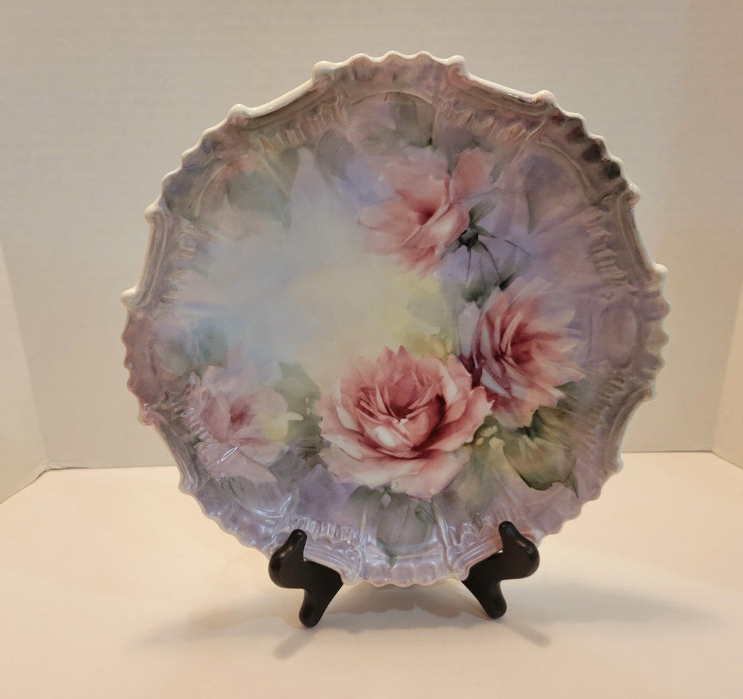 Hand Painted Rose Plate, Hand Painted Plate, Decorative Plate With Pink ...
