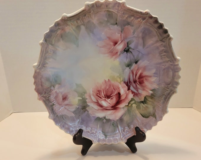 Hand Painted Rose Plate, Hand Painted Plate, Decorative Plate With Pink ...