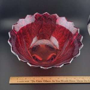 Vintage Impressed Imperial Glass Iridized Sunset Red Carnival Glass ...