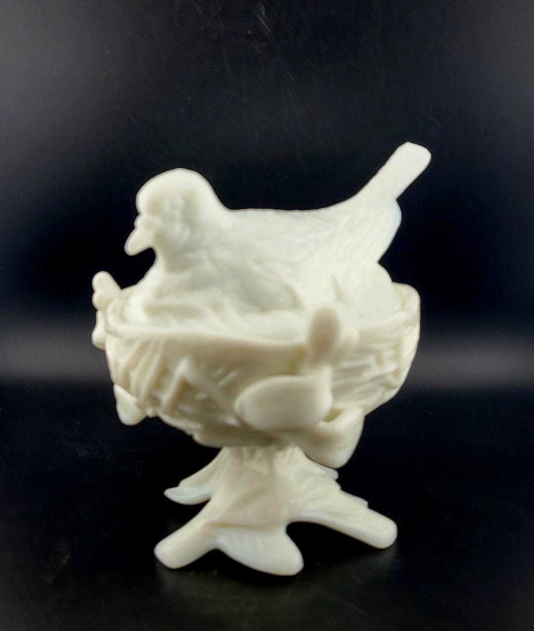 Westmoreland Vintage Milk Glass Hen Bird on Nest Covered Candy Dish ...