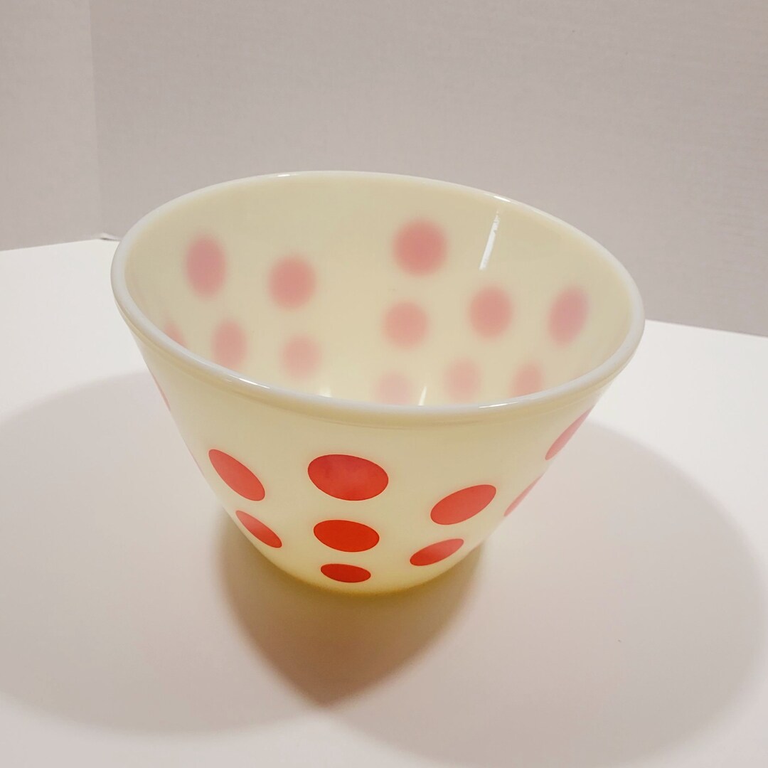 Fire King Red Dots Nesting Bowl, Vintage Fire King Dots Bowl, Fire King ...
