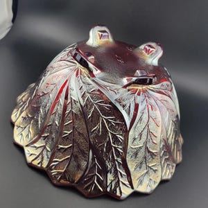 Vintage Impressed Imperial Glass Iridized Sunset Red Carnival Glass ...