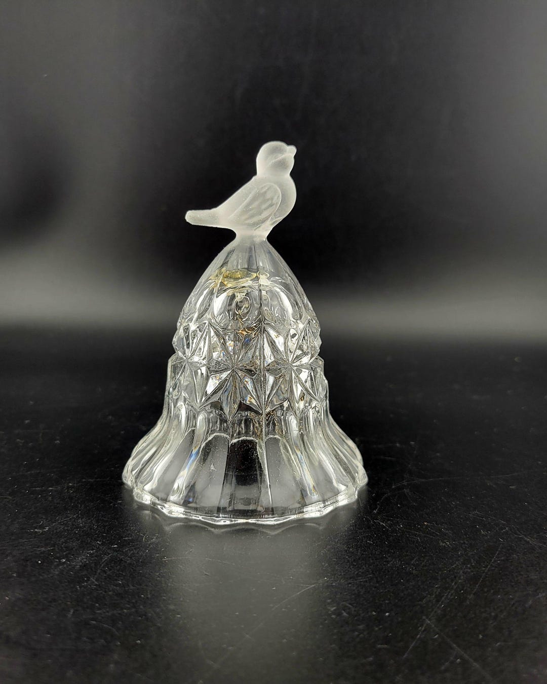 Vintage Crystal Frosted Bird Bell With Clapper, Vintage Crystal Bird ...