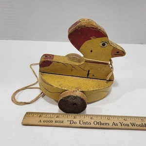 Primitive Wood Chicken Pull Toy, Vintage - Etsy