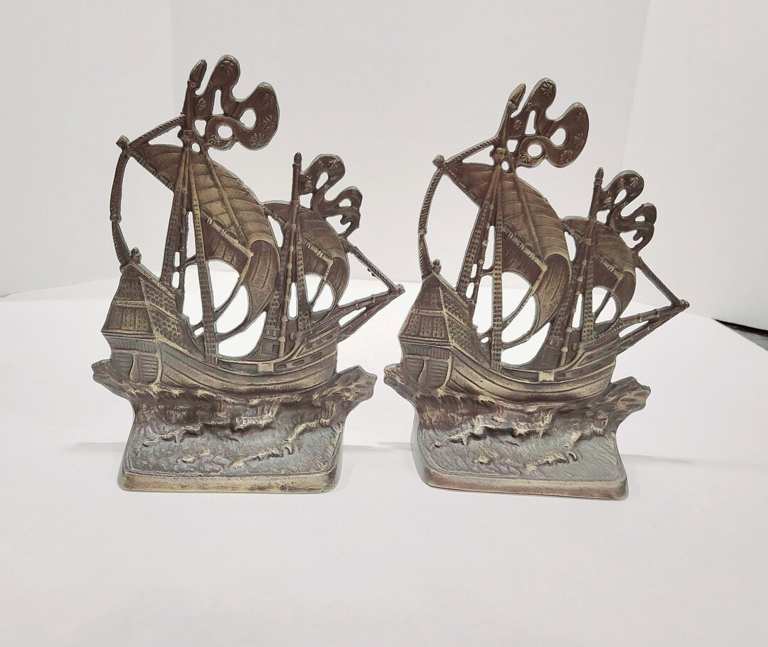 Bronze Ship Bookends, Vintage Bronze Book Ends, Vintage Brass, Boat ...