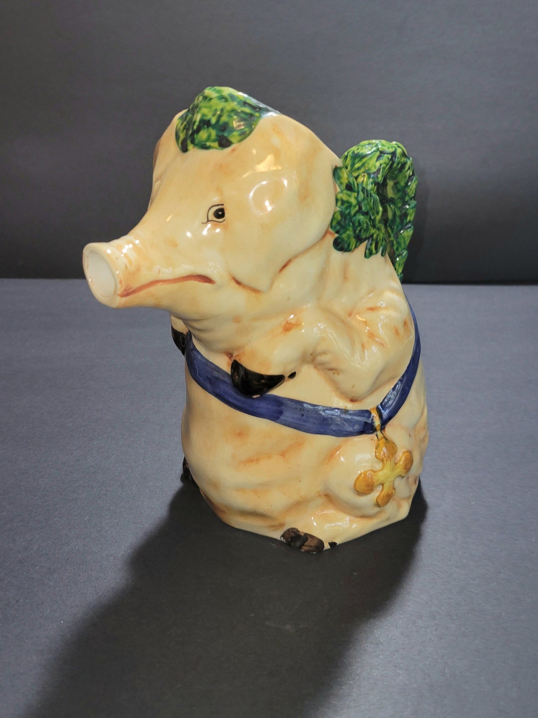 Vintage Italian Majolica Monk Pig Pitcher, Monk Pig Pitcher, Italian ...