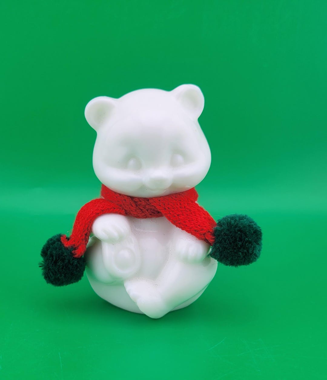 Fenton Milk Glass Bear With Christmas Scarf, Glass Bear, Seasonal Decor ...