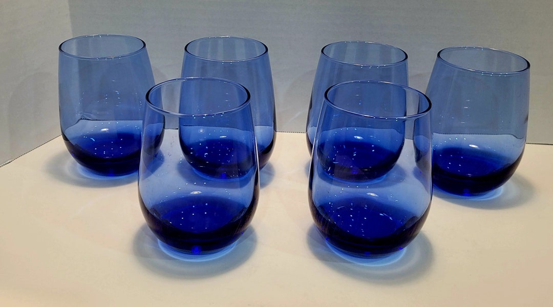 Libbey Cobalt Blue Glasses, Libbey Cobalt Stemless Wine Glass, Cobalt ...