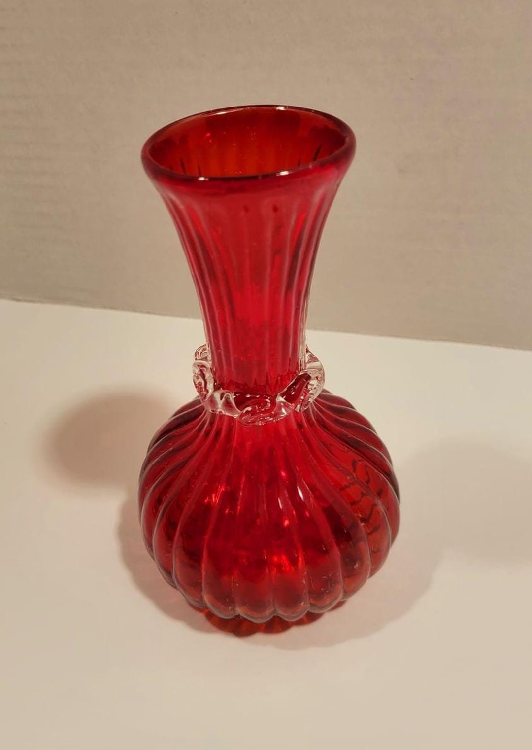 Pilgrim Red Glass Vase, Vintage Red Glass, Blown Glass Vase, Pilgrim ...