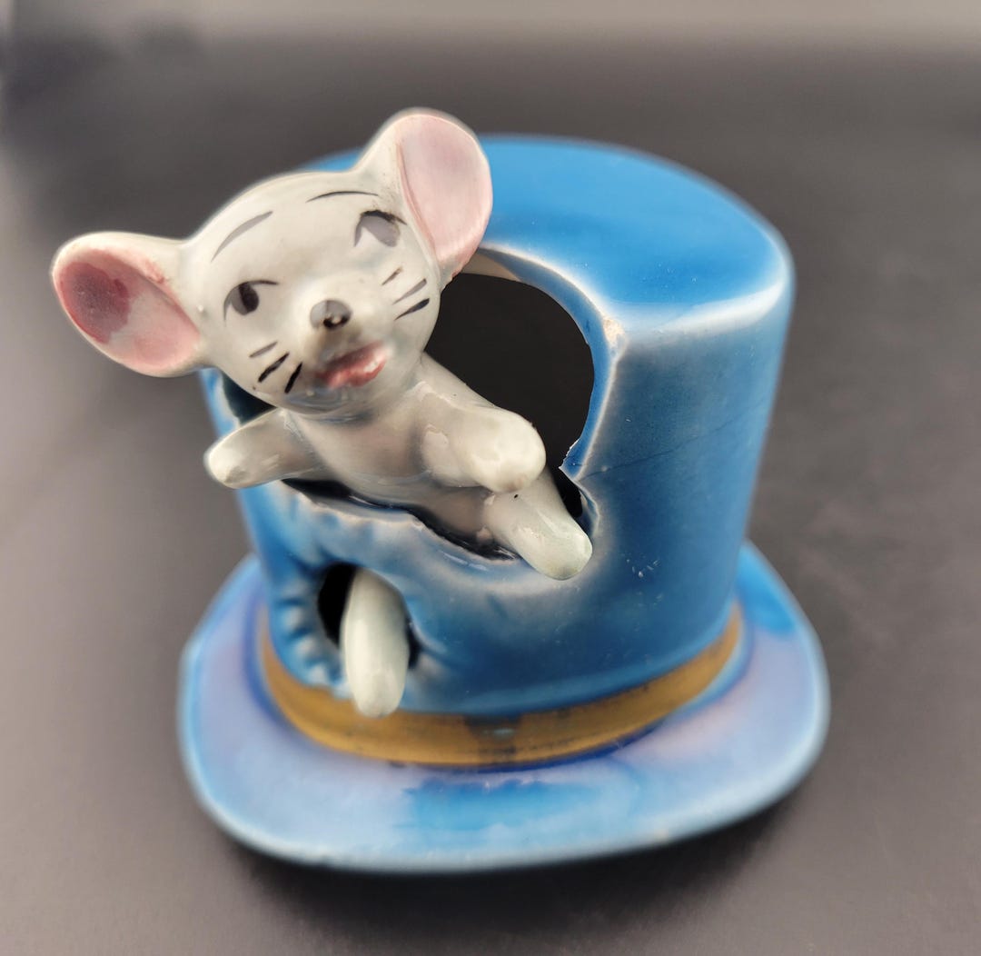 Mouse in Hat Figurine, Cottage Core, Vintage Mouse Figurine, Mouse ...