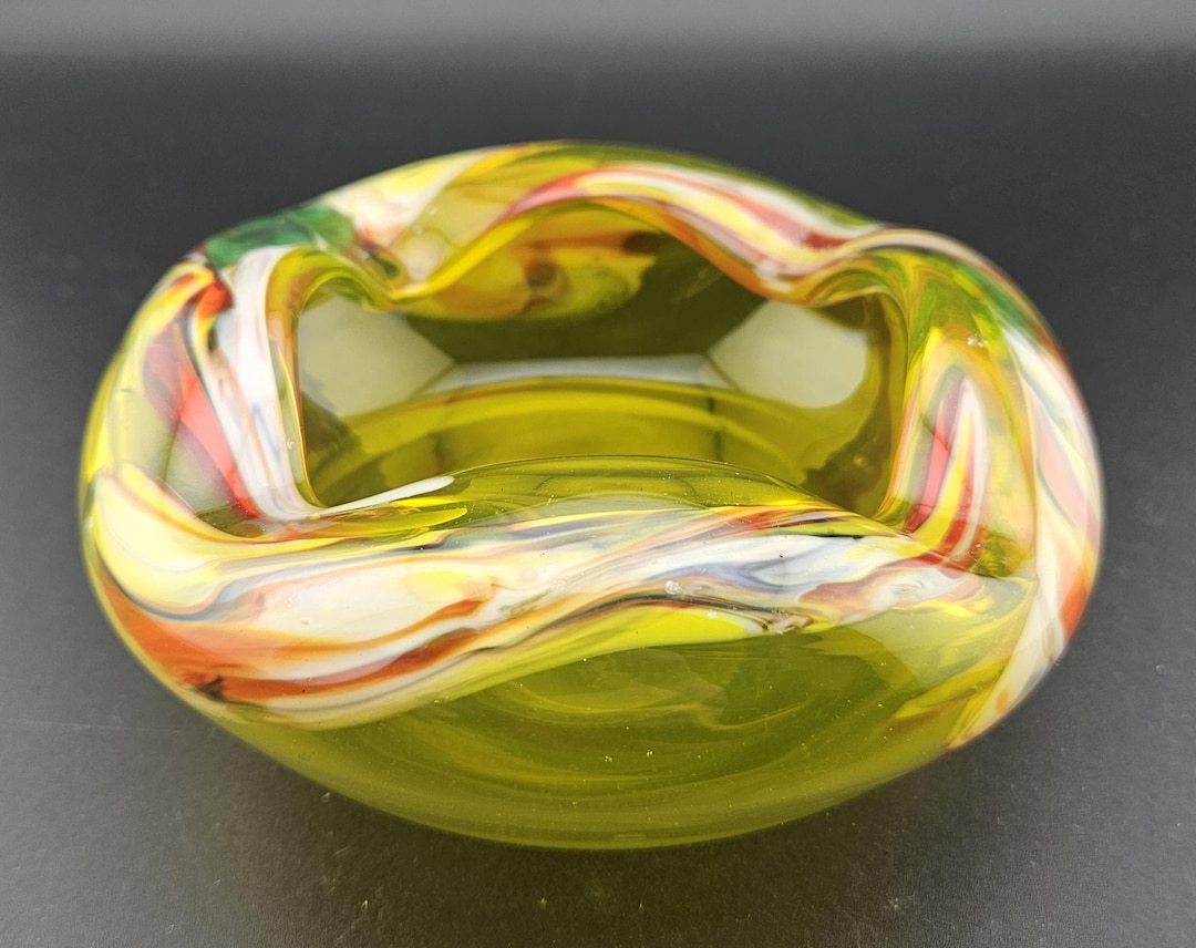 Murano Multi-colored Latticino Ribbon Venetian Ashtray Unmarked - Etsy