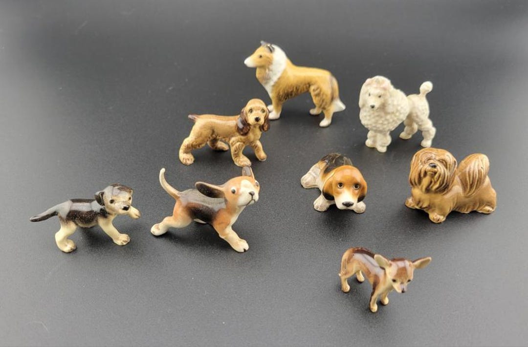Small Porcelain Dog Figurines, Bone China Miniature Dog Figurine ...
