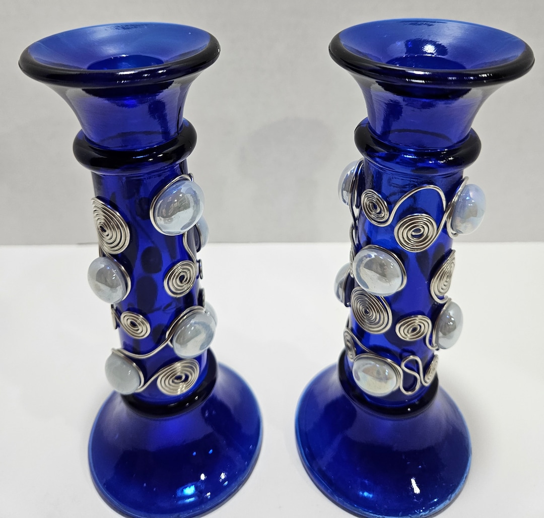 Vintage Cobalt Blue Candle Holders, Cobalt Blue Candle Stick Holders ...