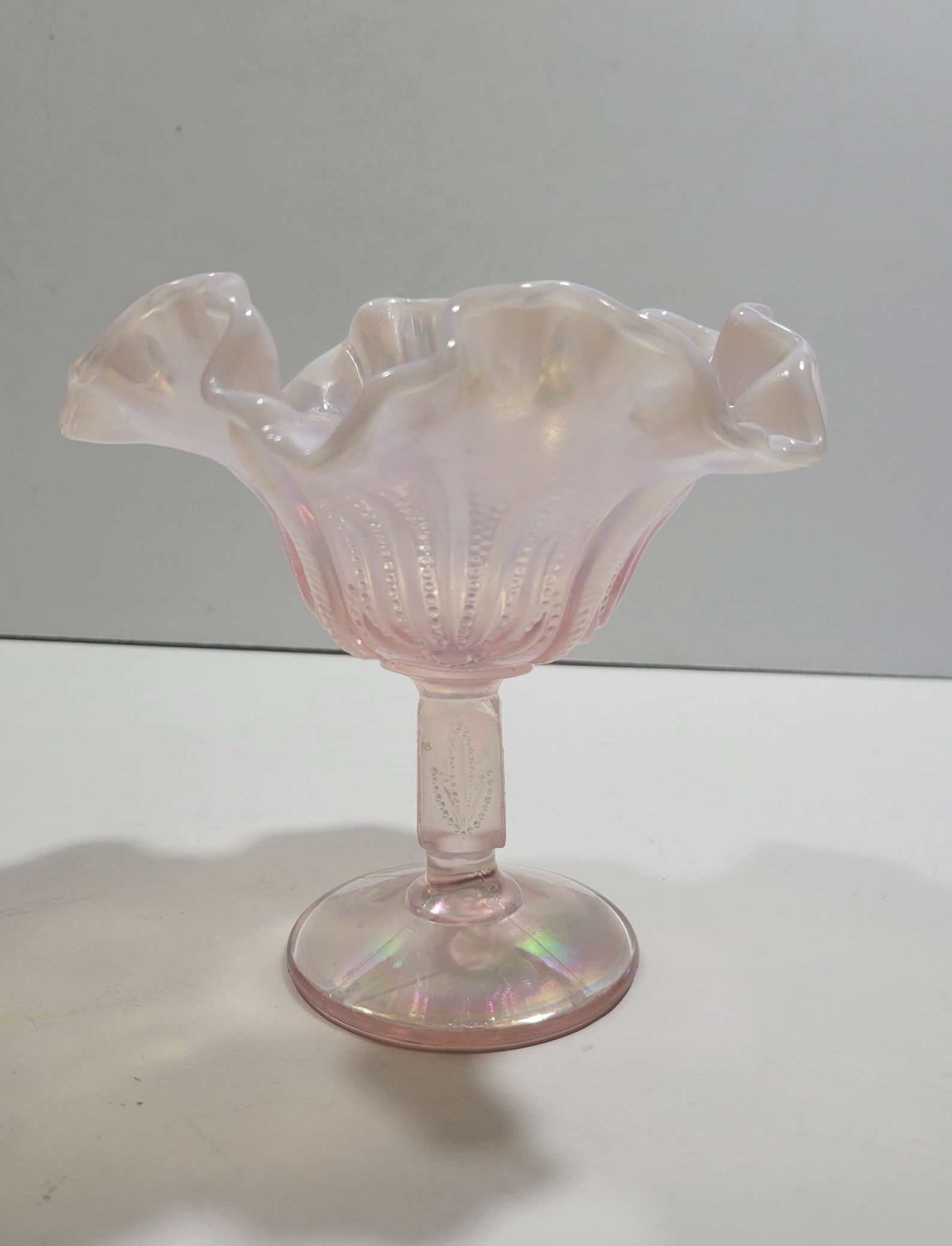 Vintage Fenton Pink Opalescent Compote, Vintage Opalescent Fenton Glass ...
