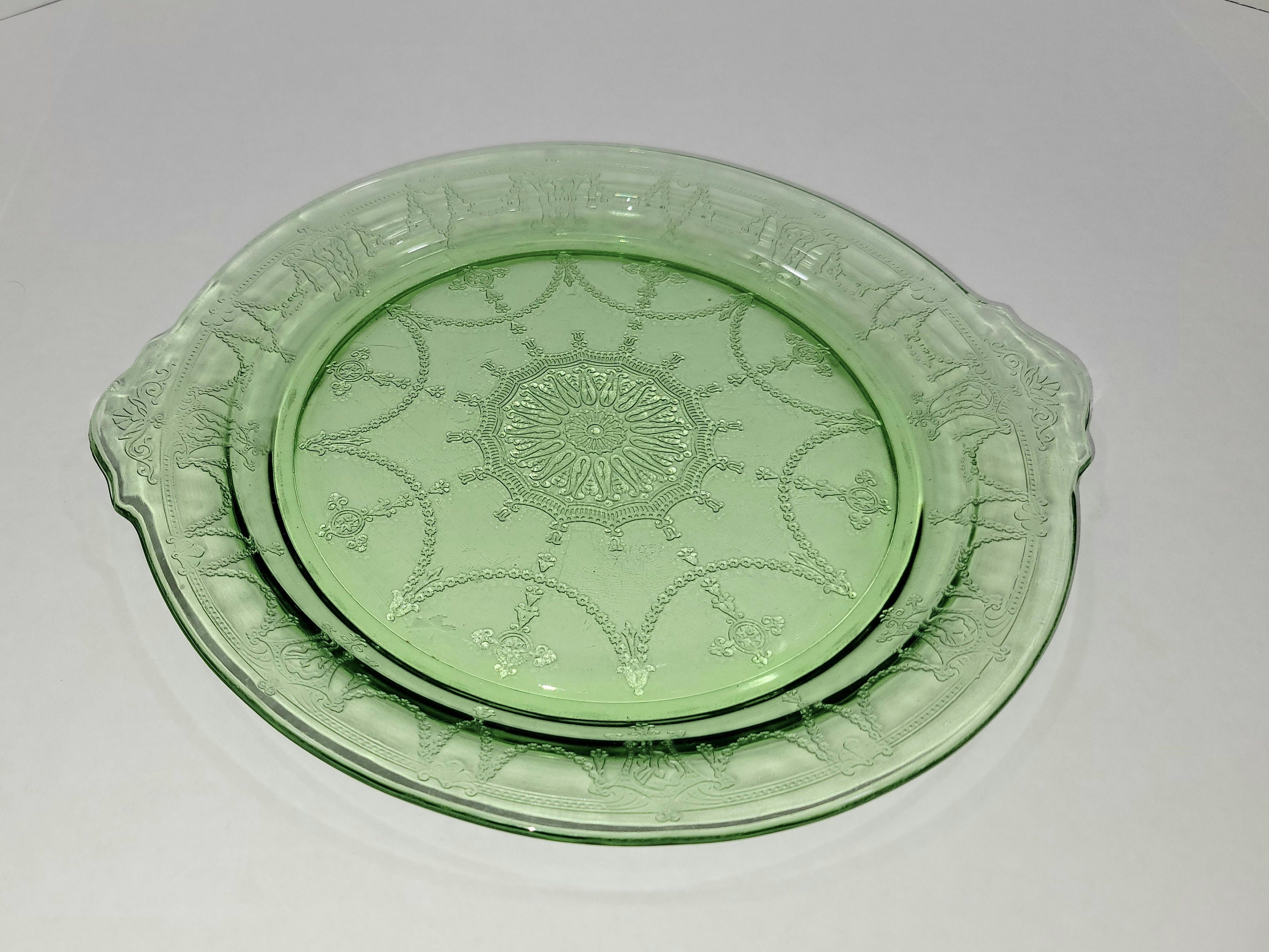 Vaseline Glass Cake Plate Vintage Vaseline Glass Anchor - Etsy