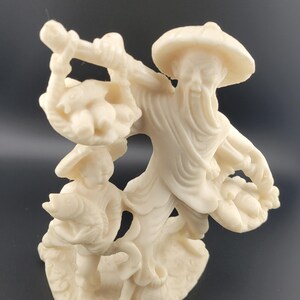 Carved Resin Chinese Mud Man and Boy, Chinese Figurine, Chinese ...