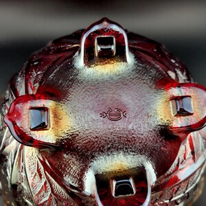 Vintage Impressed Imperial Glass Iridized Sunset Red Carnival Glass ...