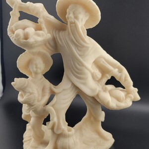 Carved Resin Chinese Mud Man and Boy, Chinese Figurine, Chinese ...