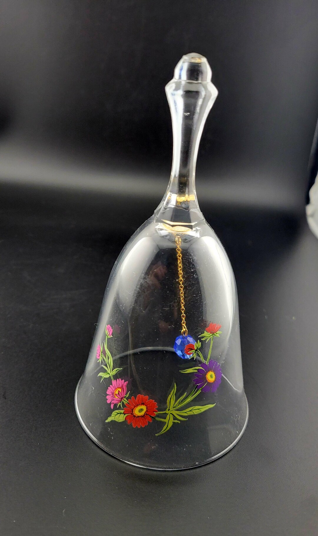 Hand Painted Avon Bell, Vintage Avon Glass Bell, Handpainted Flowers ...