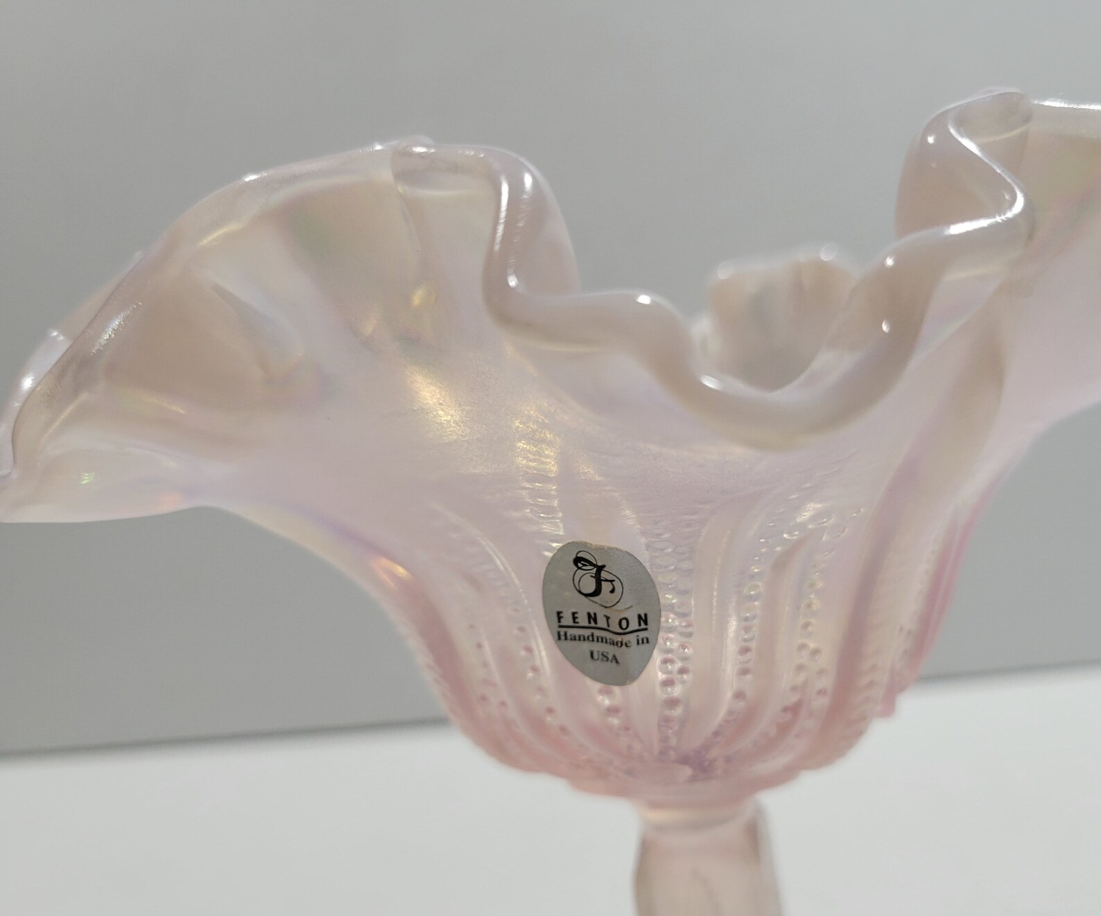 Vintage Fenton Pink Opalescent Compote, Vintage Opalescent Fenton Glass ...