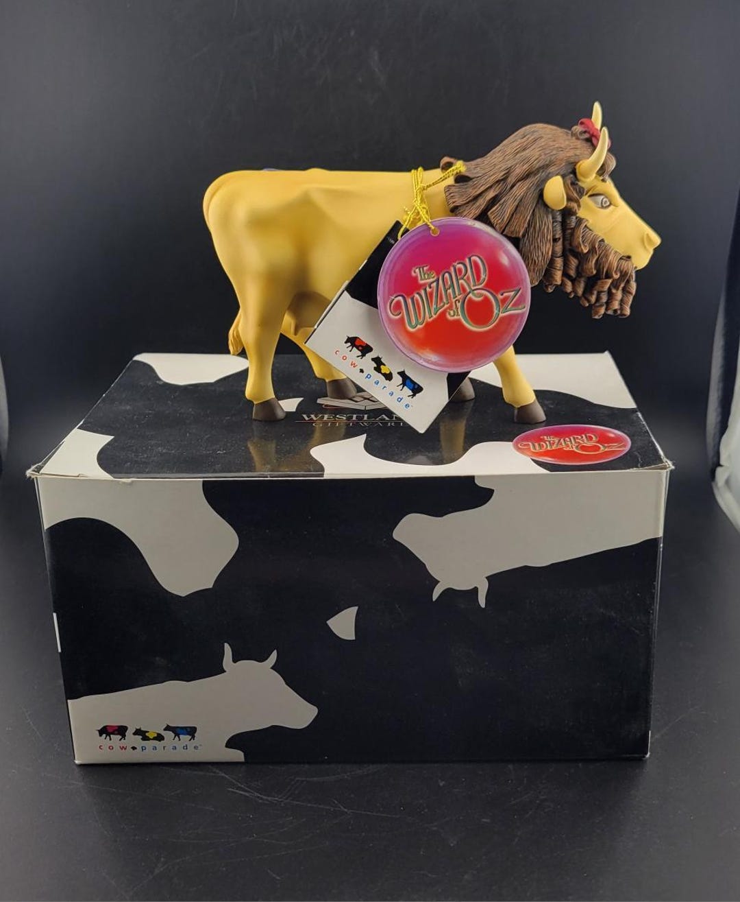Cow Parade Wizard of Oz Cowardly Lion in Original Box, 2002 Cow Parade ...