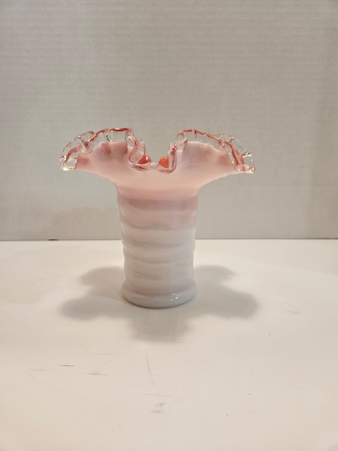 Vintage Fenton Pink and White Ruffled Silvercrest Vase - Etsy