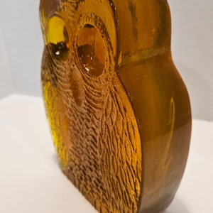 Vintage Blenko Amber Heavy Glass Owl - Etsy