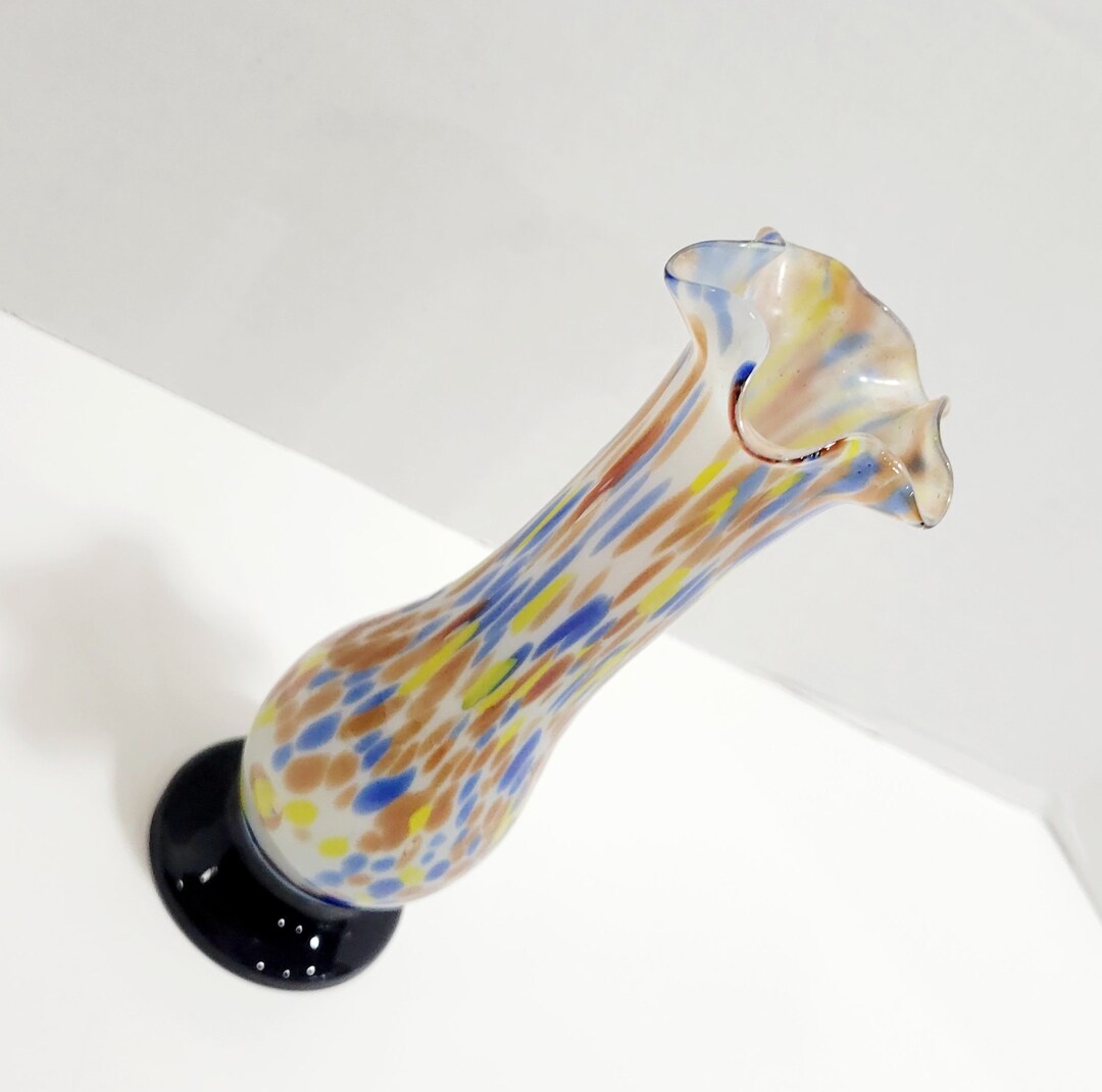 Vintage Hand Blown Confetti Vase, Art Glass Vase, Confetti Glass Vase ...