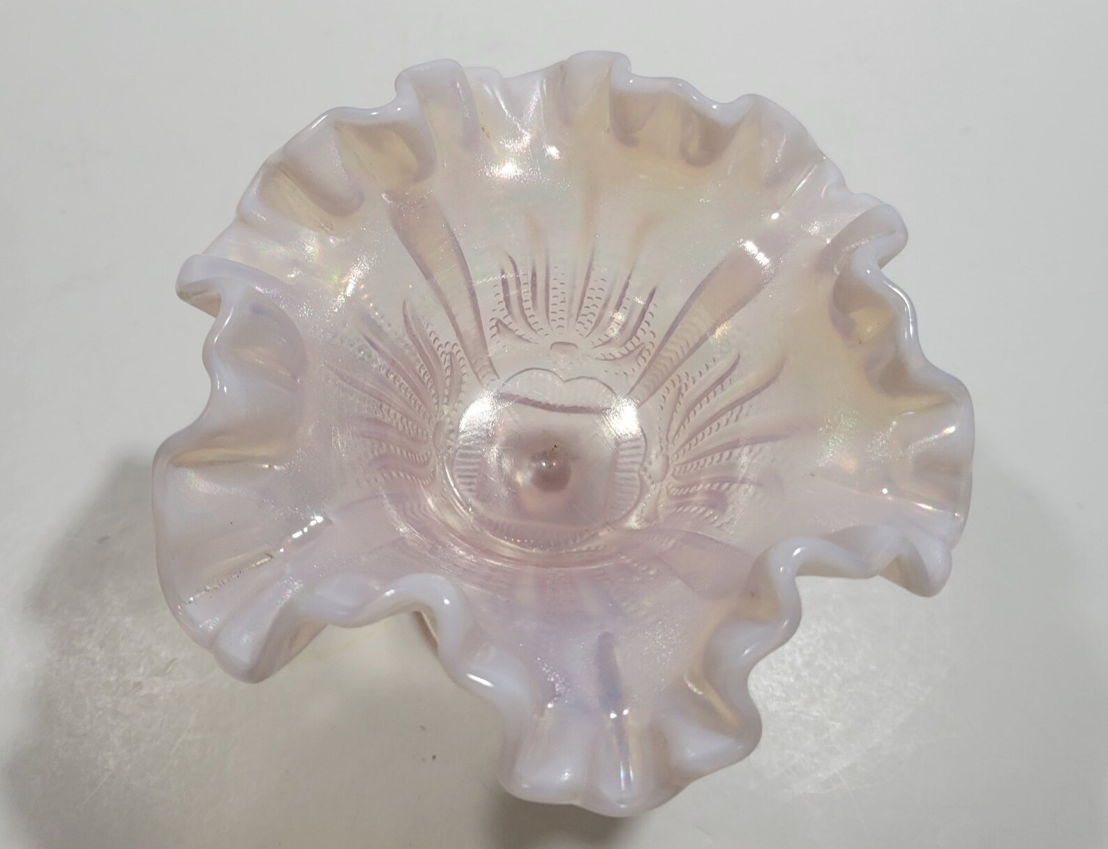 Vintage Fenton Pink Opalescent Compote, Vintage Opalescent Fenton Glass ...