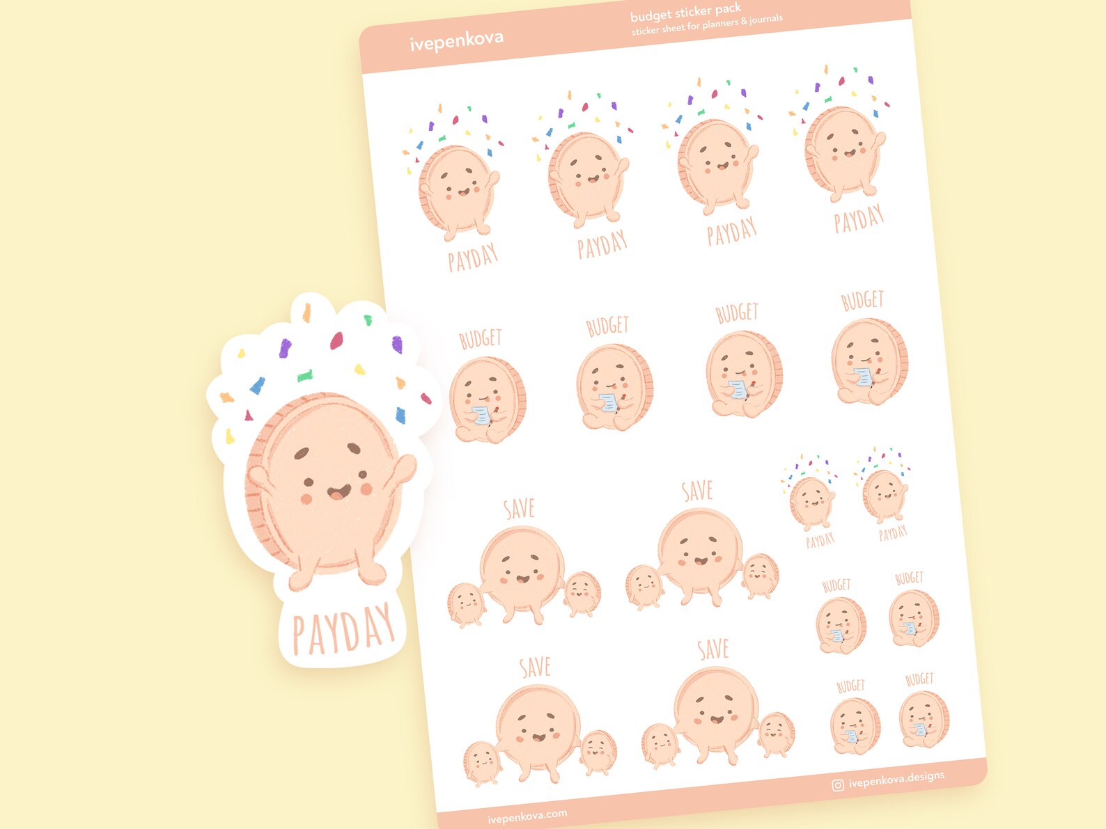 Budget Sticker Sheet Bullet Journal Stickers Planner Supplies Cute ...