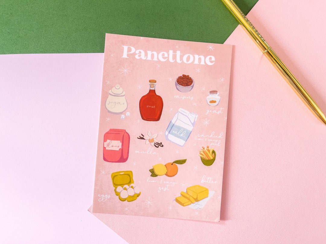 Panettone Recipe Postcard | Christmas Card | Food Illustration - Etsy