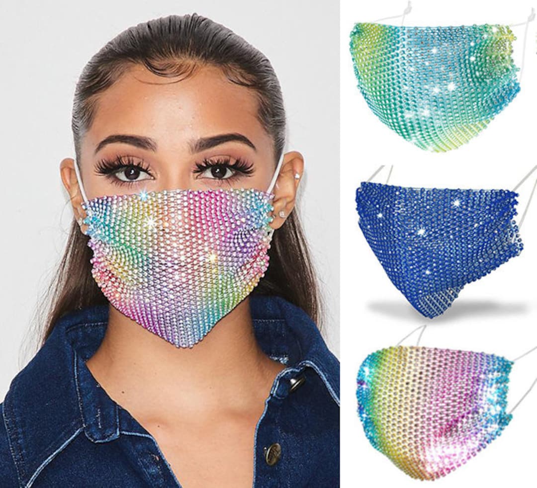 3 Sparkle Face Mask | Rhinestone Sparkly Glam Face Mask | Bling Diamond ...