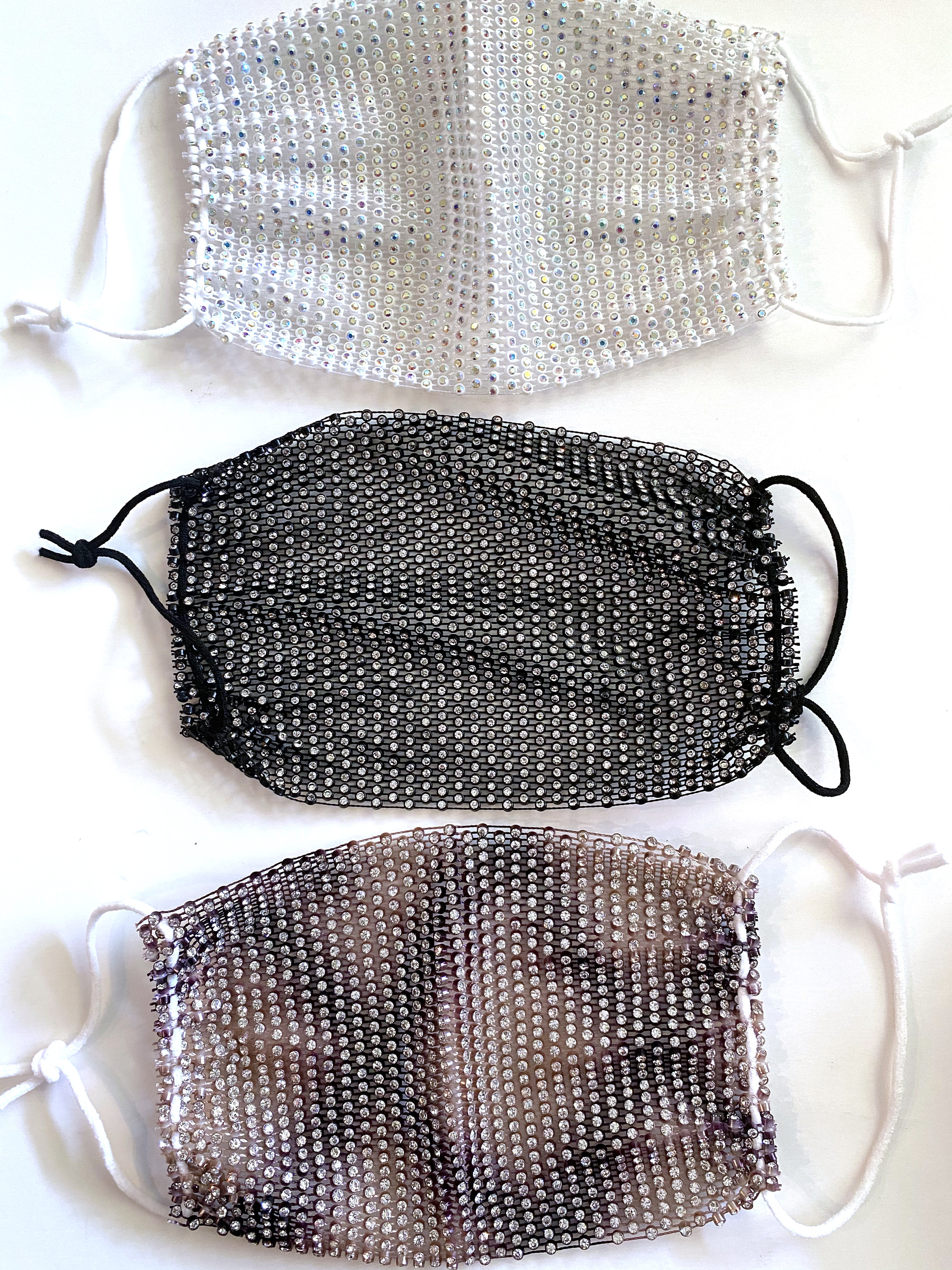 3 Rhinestone Face Masks | Adult Sparkly Face Mask Cover | Crystal Bling ...