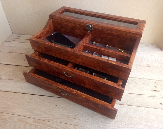 Personalized Valet Jewelry Watch Box for Men, Men's Valet Organizer ...