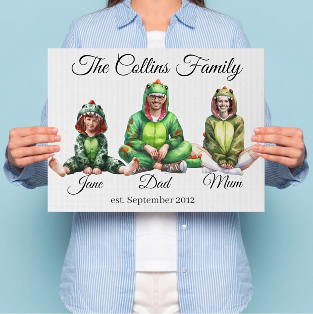 Custom Family Portrait T-rex Lover Gift Personalized Family Portrait ...