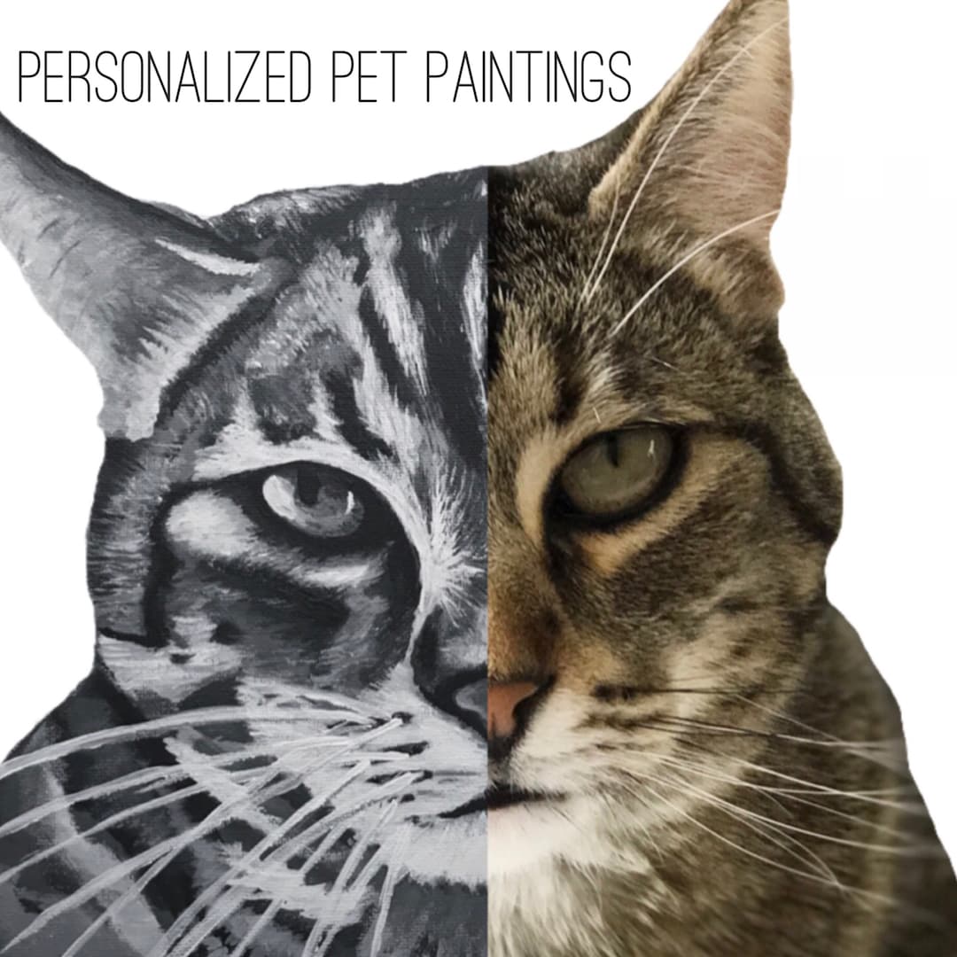 Custom Pet Animal Painting Portait Personalized Black and - Etsy UK