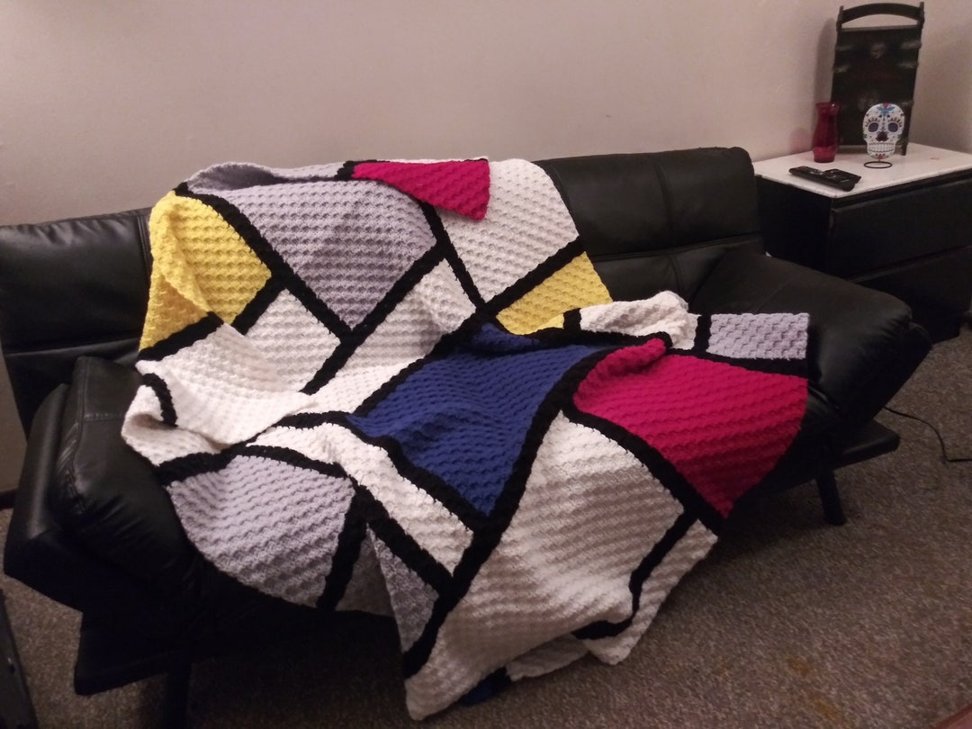 Mondrian Inspired Crochet Afghan - Etsy